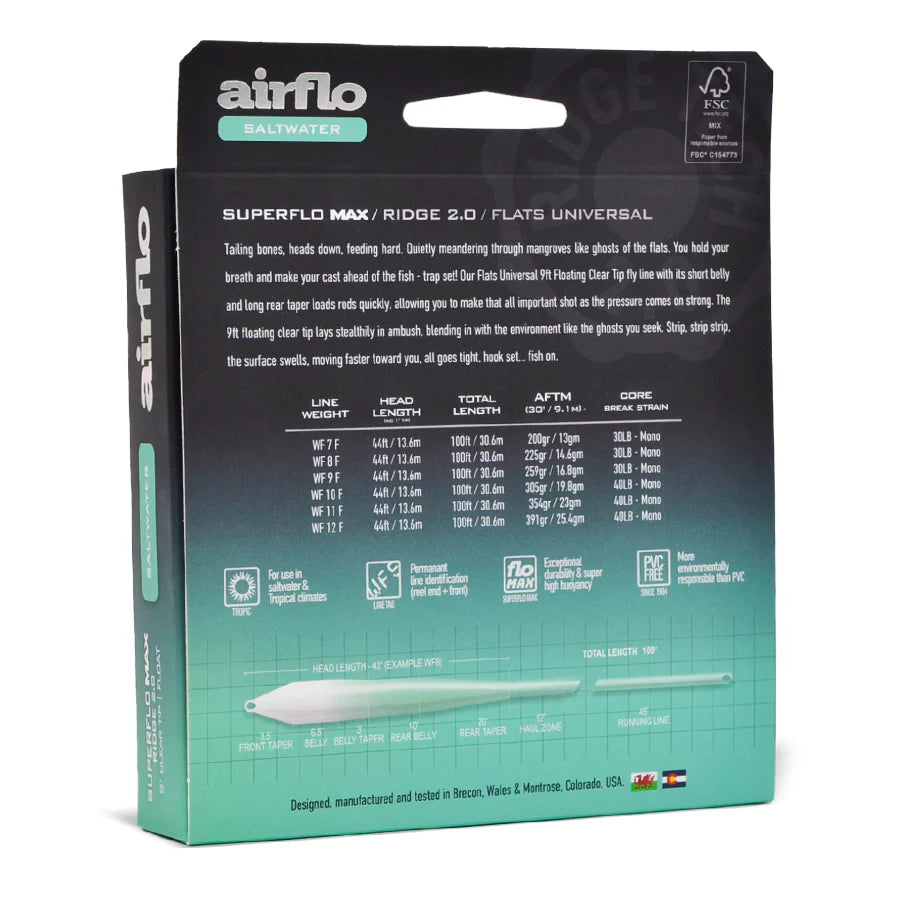 Airflo Superflo Max Ridge 2.0 Flats Universal Taper | 9' Clear Tip (NE ...
